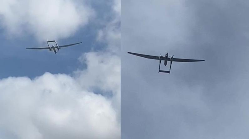 Yerli motor TEI-PD170 ile havalanan AKSUNGUR İHA'dan alçaktan gösteri uçuşu